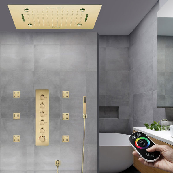 Fontanashowers Fontana Dijon Messina Brushed Gold Thermostatic Remote